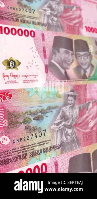 Indonesian Rupiah banknote. Close-up of Indonesian currency with clear ...