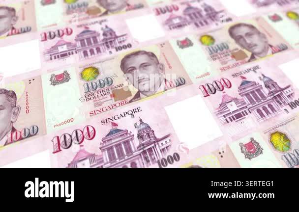 Premium Singapore one thousand dollar banknotes creating a luxury money ...
