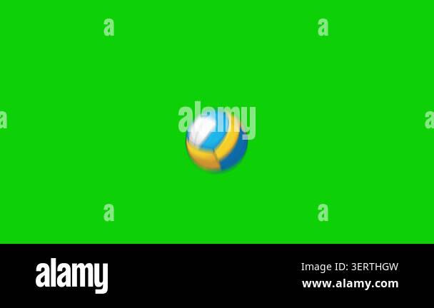 volleyball ball falling and bouncing on green screen background ...