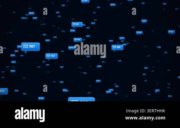 Abstract background with floating blue message notification icons Stock ...