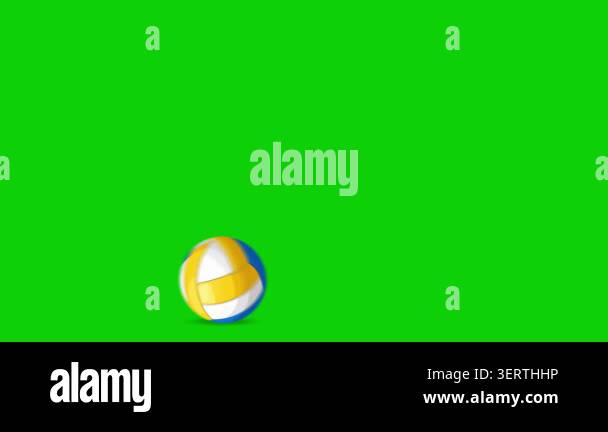 colorful volleyball rolling gently across a green screen, great for ...