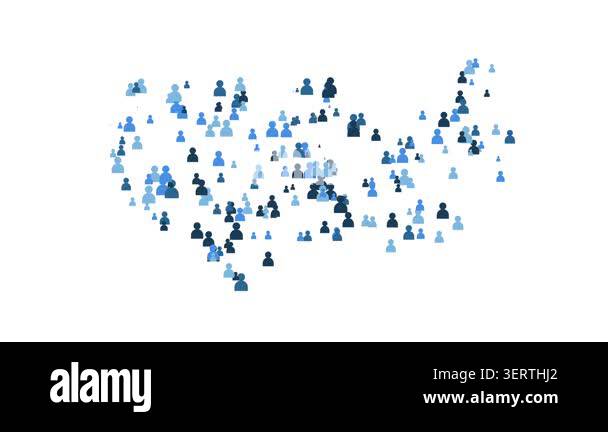 USA map formed by blue human icons animation Stock Video Footage - Alamy
