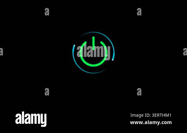 Animated power button icon glowing on black background Stock Video ...