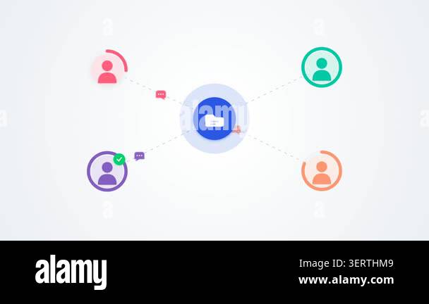 Abstract network connection concept with user icons and file Stock ...