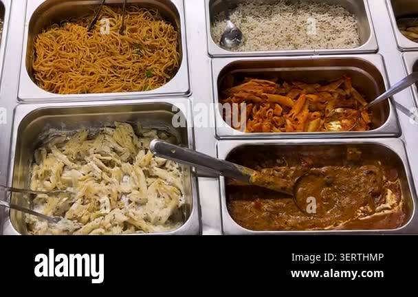 cafeteria buffet selection showcasing freshly cooked noodles pasta and ...