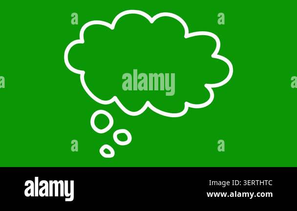 thought bubble with dots being smoothly drawn by pencil on green screen ...