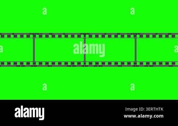 Scrolling animated film negative strip with sprocket holes and bordered ...
