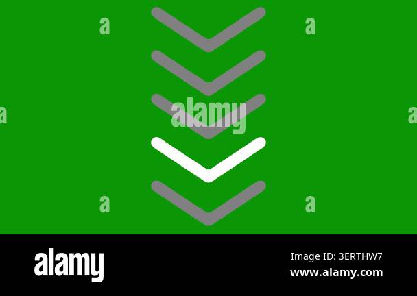 downward chevron arrows animating smoothly on green screen background ...