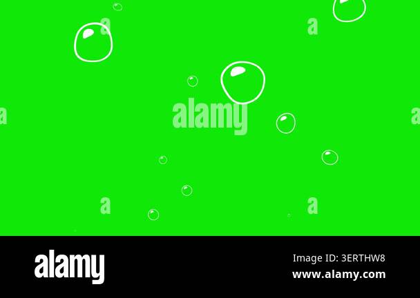 2D animated cartoon soap bubbles floating gently upward on green screen ...