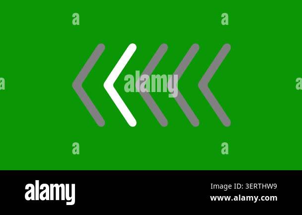 left pointing chevron arrows moving smoothly on vibrant green screen ...