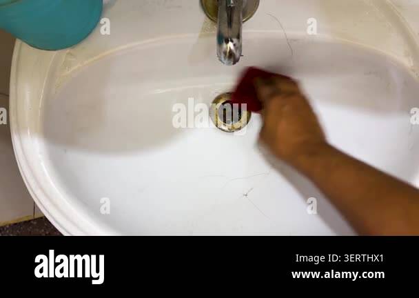 Hand Cleaning Bathroom Sink Drain with Scrubbing Pad for Household ...