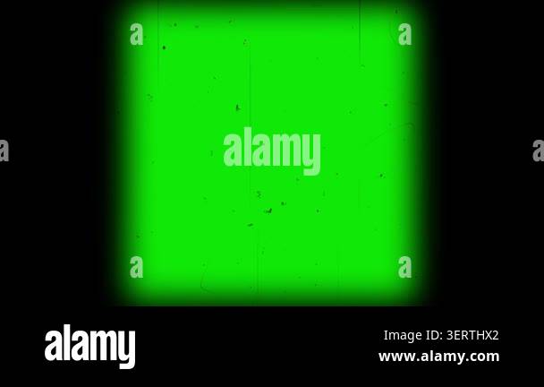 dramatic vignette film damage green screen chroma key background with ...