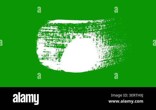 2D animation of irregular white paint brush stroke shape on green ...