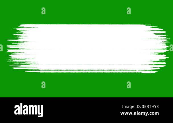 2D animation of thick horizontal white paint brush stroke on green ...