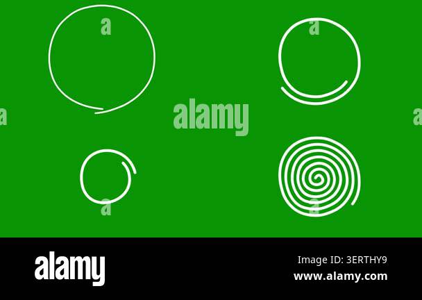 circle and multiple concentric spirals being drawn smoothly by pencil ...