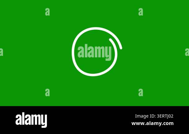 circular loading animation being drawn smoothly with pencil on green ...
