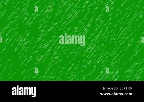 Lush green screen 2D animated heavy rain with dynamic falling drops ...