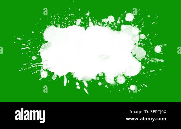 Dynamic white liquid splash explosion on bright green screen background ...