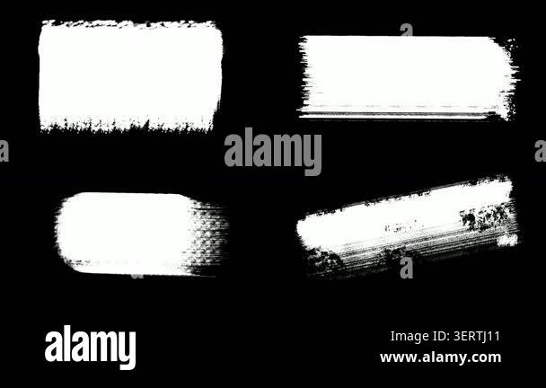 2D animation of four white paint brush strokes collection on black ...