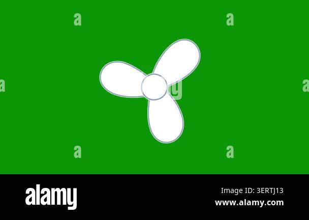 White 3-blade fan spinning fast on vibrant green screen. Dynamic 2D ...