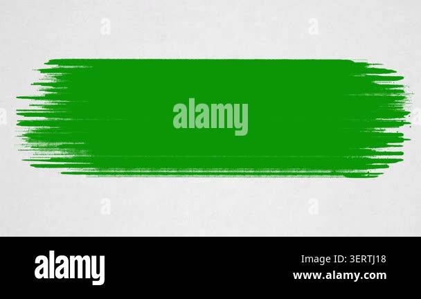 2D animation of thick horizontal green paint brush stroke with alpha ...