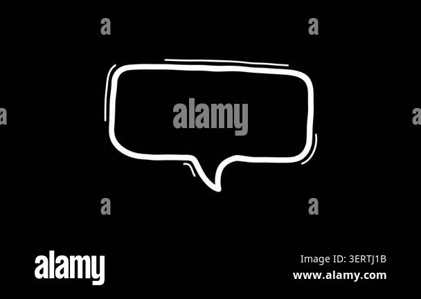 Informal hand drawn speech box on black background. Retro chat message ...