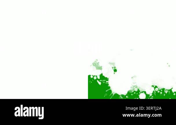 Four energetic white fluid splashes in split screen layout with green ...