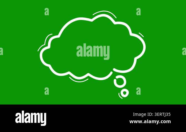 Imaginative hand drawn thought cloud on green screen. Dream and brain ...