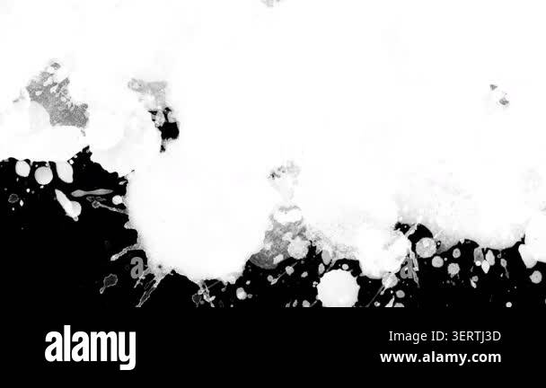 Elegant white liquid splash flowing on solid black background. 2D ...