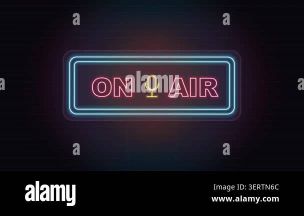 Neon On Air Sign Glowing in Recording Studio Stock Video Footage - Alamy