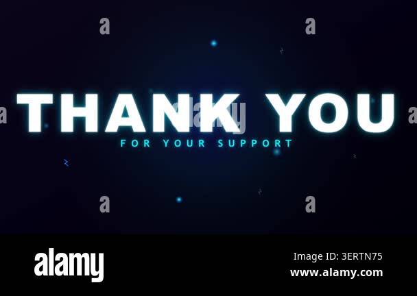 Professional thank you for your support text animation on a dark ...