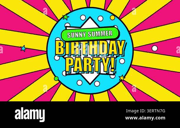 Sunny Summer Birthday Party Celebration Motion Graphics Animation Stock ...