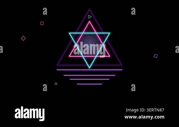 Retro Neon Geometric Triangle Motion Graphic Background Stock Video ...
