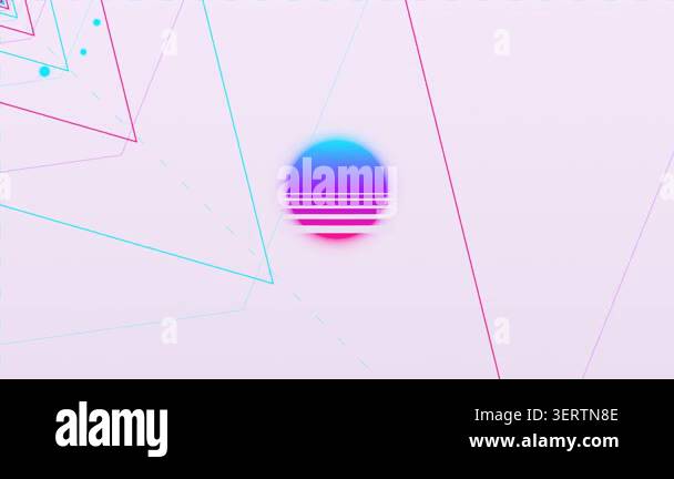 Retro Synthwave Geometric Abstract Background with Glowing Sun Stock ...