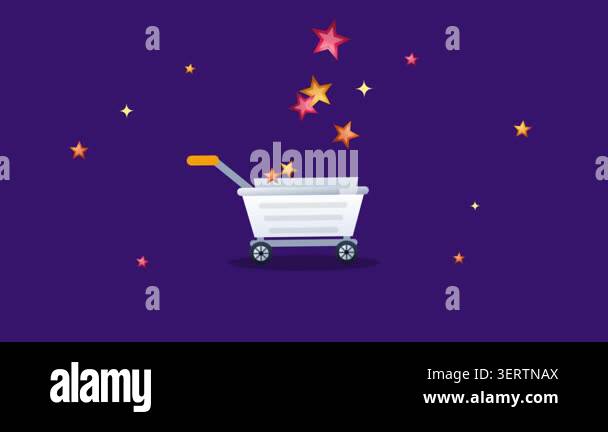 Online Shopping Cart with Falling Rating Stars for Ecommerce Feedback ...