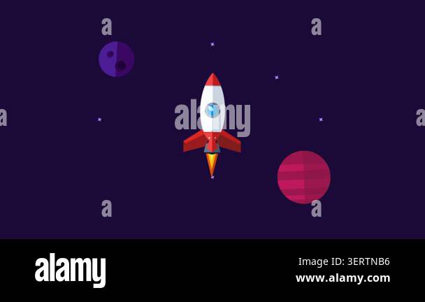 Animated Rocket Ship Flying Through Outer Space with Planets Stock ...