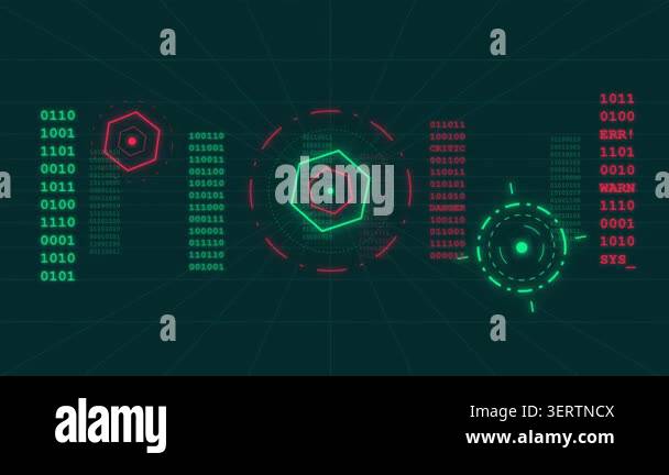 Futuristic Data Interface With Binary Code And Cyber Security Threat ...