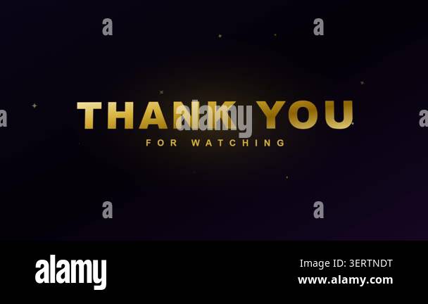Gold Thank You For Watching Text Animation with Sparkling Stars Stock ...