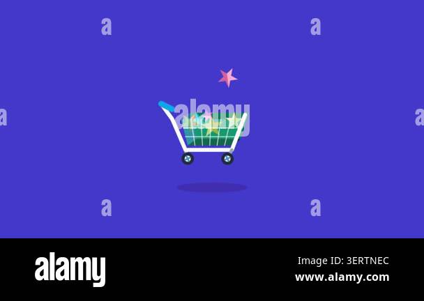 Online Shopping Cart With Flying Stars For Ecommerce Rewards Stock ...