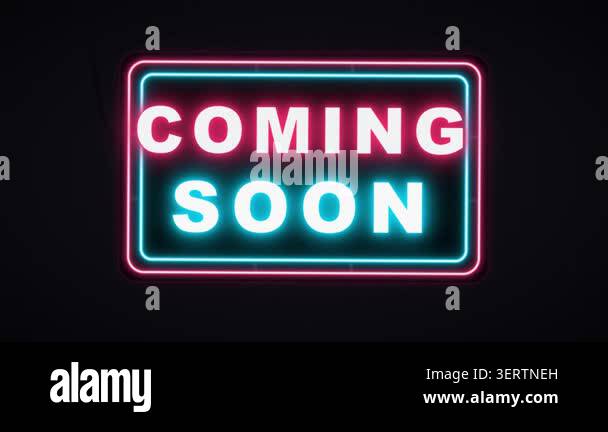 Neon Coming Soon Sign Glowing on Dark Wall for Product Launch ...