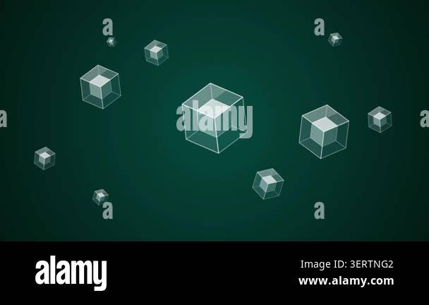 Abstract Digital Background with Floating Geometric Cubes Stock Video ...