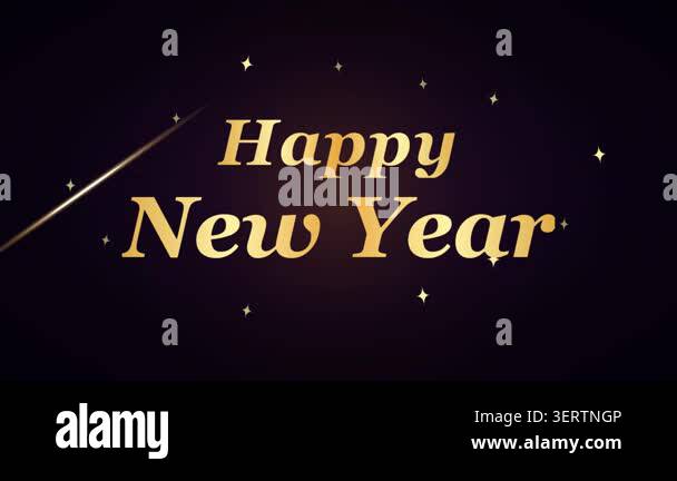 Gold Happy New Year Text Animation With Twinkling Stars Stock Video ...