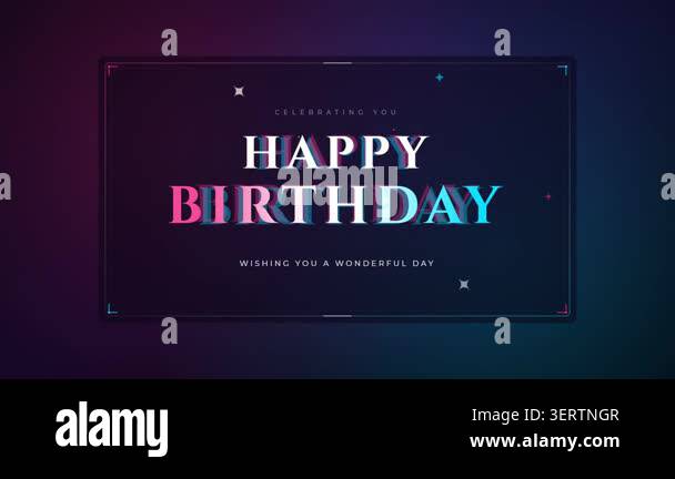 Happy Birthday Celebration Greeting Animation with Modern Dark ...