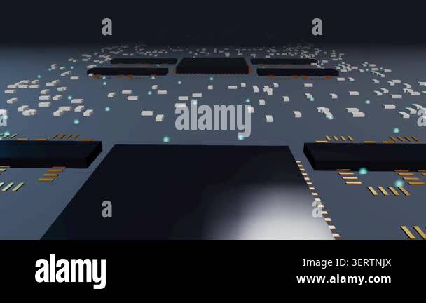 Abstract Digital Technology Background Featuring Microchips and Data ...