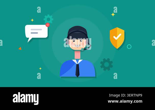 Customer Service Support Agent With Chat And Security Shield Icon Stock ...