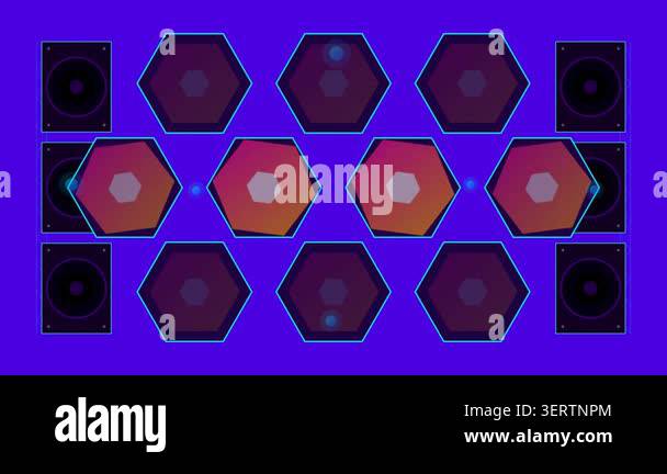 Abstract Geometric Hexagon Motion Background with Pulsing Music ...