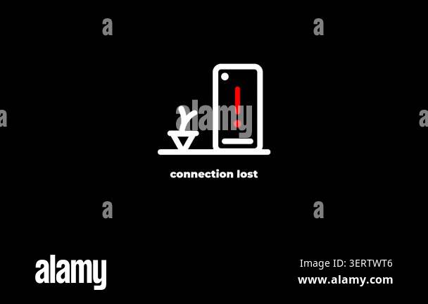 Animated video showing a 'connection lost' message with a mobile phone ...