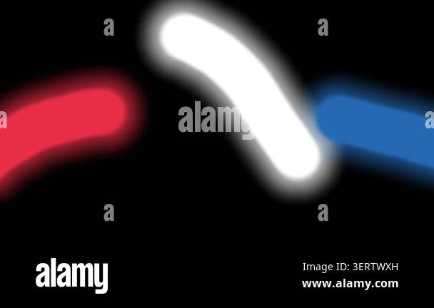 Vibrant abstract animation featuring glowing red, white, and blue lines ...