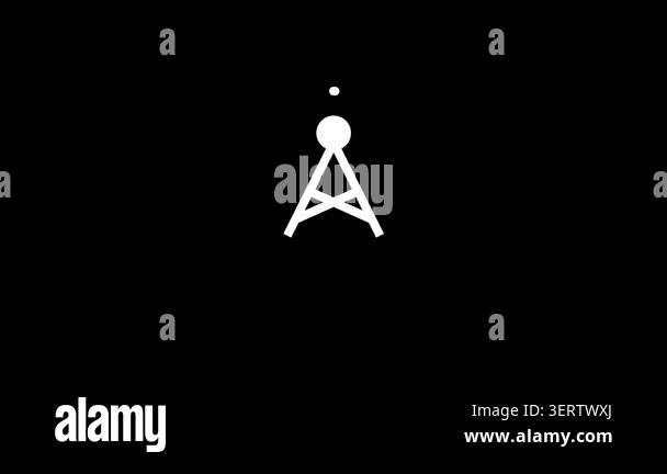 Minimalist animation of a network signal tower icon with 'reconnecting ...