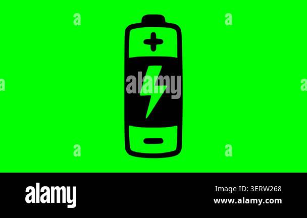 battery animation with charging lightning bolt and white blinking on ...